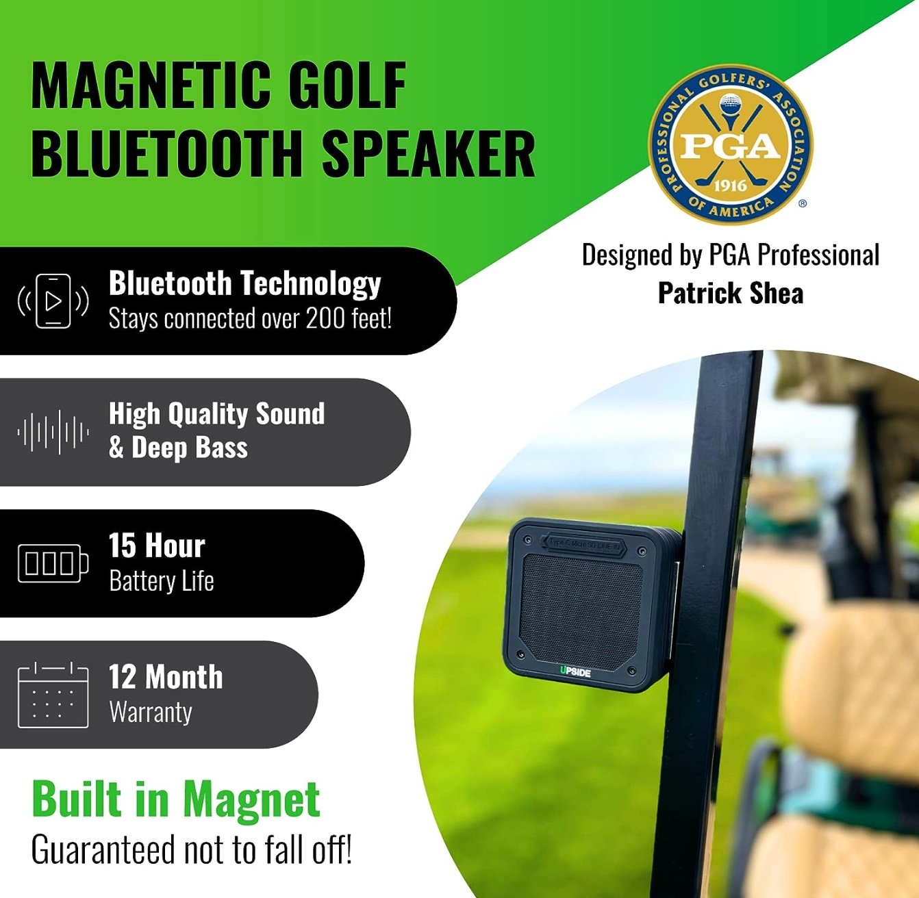Upside Golf Bluetooth Golf Speaker w/ Magnetic Mount | UPSIDEGOLF
