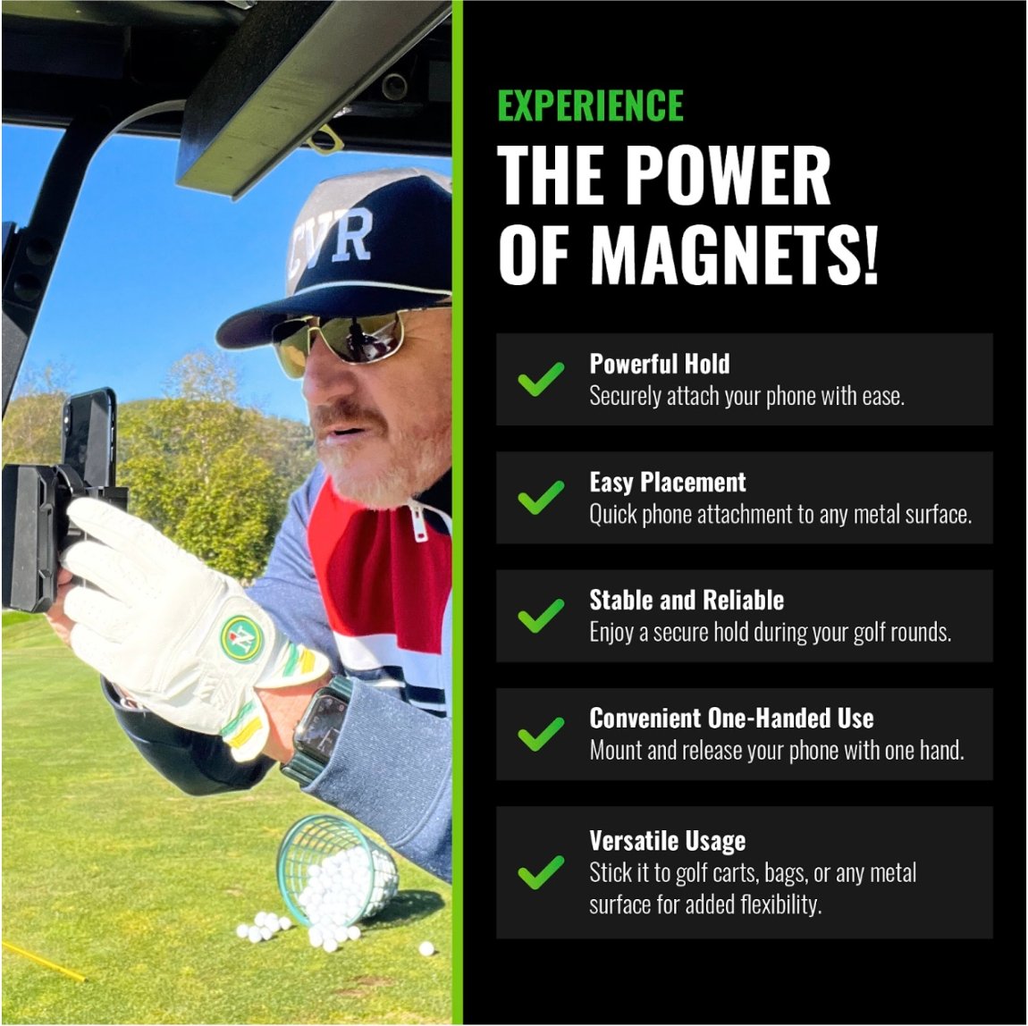 Upside Golf Magnetic Selfie Record Golf Phone Holder– UPSIDEGOLF