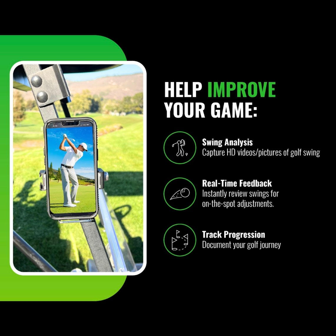 Upside Golf Magnetic Selfie Record Golf Phone Holder– UPSIDEGOLF
